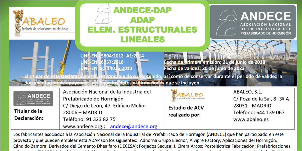 Andece publica sus declaraciones ambientales sectoriales de elementos ...